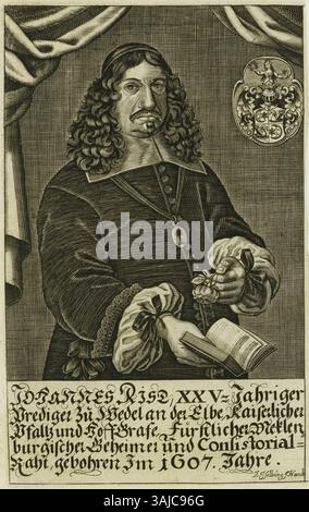 The copperplate engraving features Johann Rist at 25 years old ...