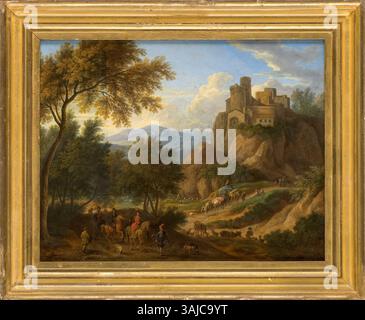 Landscape with figures by Adriaen Frans Boudewyns Stock Photo - Alamy