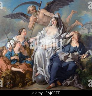 Painting titled "Time unveiling Truth" by French Artist Jean-Francois ...