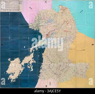 A detailed map from the Edo period showing administrative regions of ...