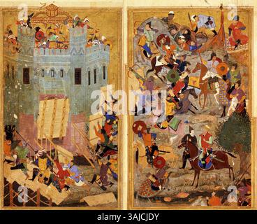 This historical battle scene depicts Sultan E1B8A4usayn Mirza fighting ...
