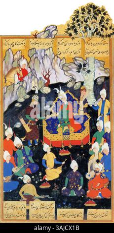 Persian manuscript folio showing Rustam defeating the White Div ...