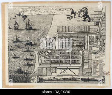 This historical map depicts Batavia and its surrounding areas, offering ...