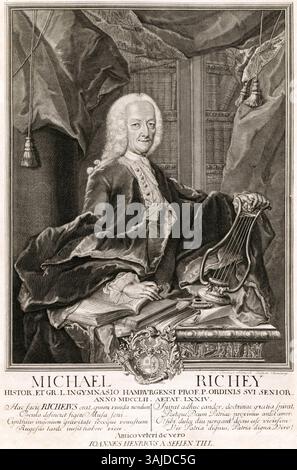 This 1752 copper engraving by Christian Fritzsch depicts Michael Richey ...