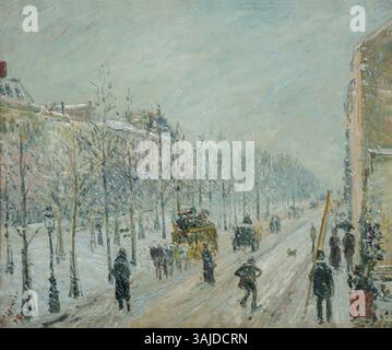 Camille Pissarro painting; Snowy landscape at Eragny with an Apple Tree ...