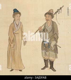 Huang Qing Zhigong Tu, 1769, Kazakh commoner with his wife Stock Photo ...