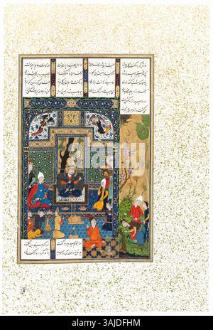 This folio from the Shahnama depicts Zahhak learning his fate, a ...