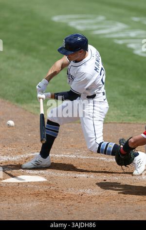 Tampa Bay Rays' Jake Mangum watches his two-run home run against the ...