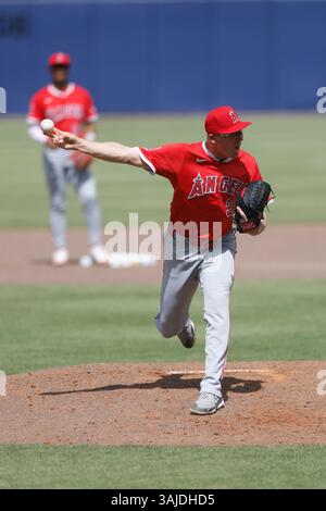 Los Angeles Angels pitcher Ryan Zeferjahn (56) takes the mound in the ...
