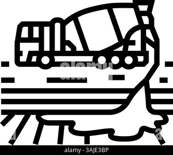 truck pouring concrete cement line icon vector illustration Stock ...