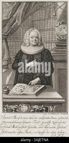 This portrait features Erdmann Neumeister, a prominent pastor of St ...