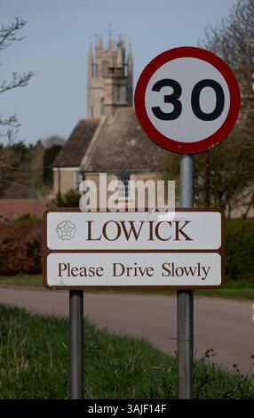 Lowick village sign, Northamptonshire, England, UK Stock Photo - Alamy