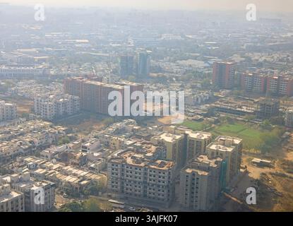 Aerial view while flying in to Ahmedabad Airport (AMD), officially ...