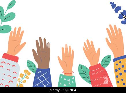 hands up vector cartoon isolated illustration Stock Vector Image & Art ...