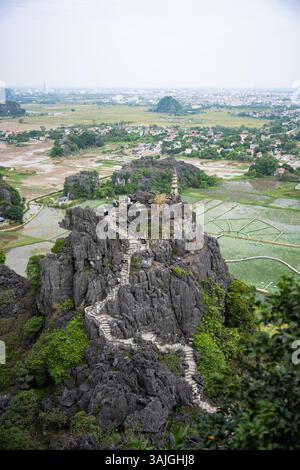 View of Hang Múa Pagoda and Staircase Overlooking Rice Fields in Ninh ...