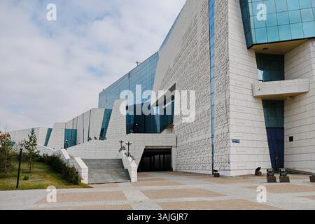 Carved wall of national patterns, museum building Stock Photo - Alamy