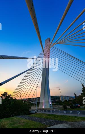 Millenium Bridge (Most Milenijum), a cable-stayed bridge that spans the ...