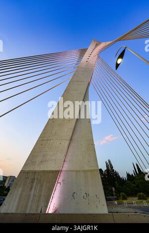 Millenium Bridge (Most Milenijum), a cable-stayed bridge that spans the ...
