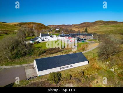 Aerial view of Torabhaig scotch whisky distillery at Teangue, Isle of ...