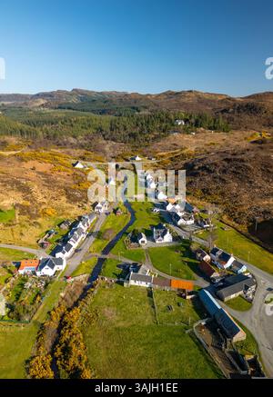 Aerial view of hamlet of Duirinish, Lochalsh, west Scottish Highlands ...