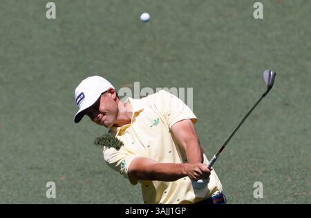 Ludvig Åberg of Sweden hits an approach shot to the 3rd hole in the ...