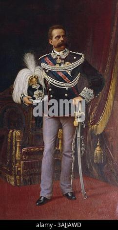This 1880 portrait depicts King Umberto I of Italy, wearing regal ...