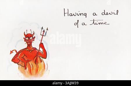 Depiction of the Devil on a Postcard Stock Photo - Alamy