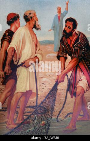 Illustration of Jesus Christ Calling Simon and Andrew To Leave Their ...