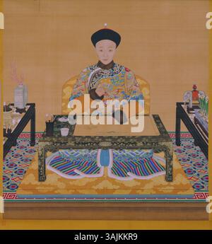 This image is an imperial portrait of Emperor Xianfeng of China, dating ...