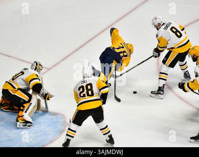 Nashville Predators left wing Cole Smith (36) warms up prior to facing ...