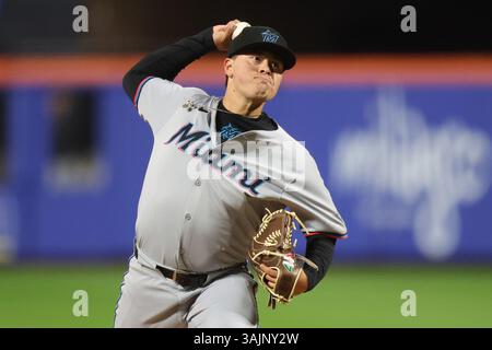 Miami Marlins starting pitcher Valente Bellozo aims a pitch during the ...