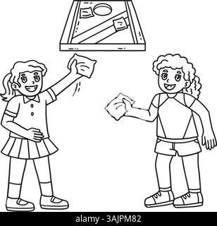Cornhole Girls Playing Coloring Page for Kids Stock Vector Image & Art ...