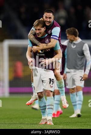 Burnley's Zian Flemming (left) and Josh Laurent warming up prior to ...