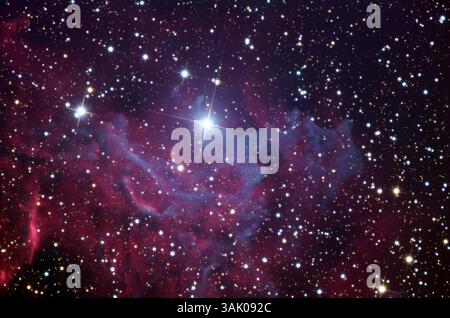Nebulae IC 405 (Flaming Star Nebulae) and IC 410 open cluster. Rich ...
