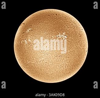 The Sun in visible light with sunspot, April 2024. During solar maximum ...