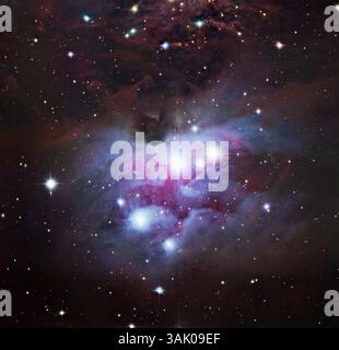 Reflection nebula (NGC 1977), optical image. This nebula is a large cloud of dust and gas lying ...