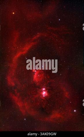 Great Orion Nebula. Optical image of the emission nebulae M42 (right ...