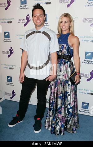 Mark Hoppus, wife Skye Everly and son Jack during the 'Shrek Forever ...