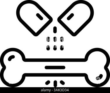 Calcium bone vector icon. Ca bones supplement and healthy eating symbol ...