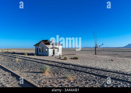 The abandoned railway station Garub from the German colonial era on the ...