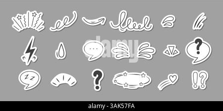 Anime Emotion effect set. Simple manga clipart. Hand drawn doodle ...