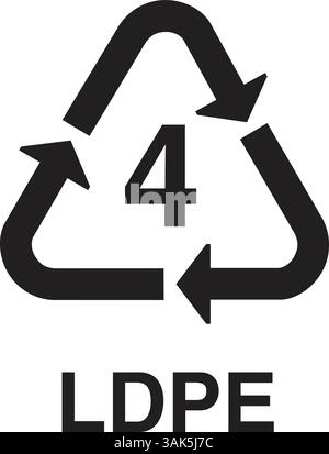 Plastic recycling symbol LDPE 4, recycle arrows triangle isolated icon ...