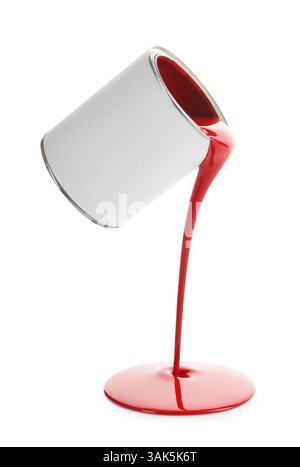 Red paint is flowing down of white background Stock Photo - Alamy