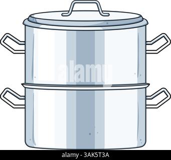 bamboo steamer pot cartoon vector illustration Stock Vector Image & Art ...
