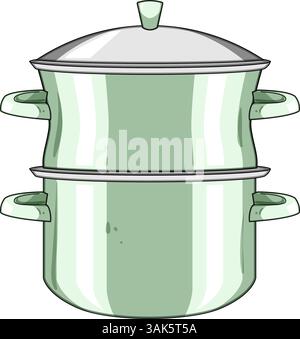 bamboo steamer pot cartoon vector illustration Stock Vector Image & Art ...