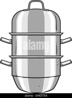 bamboo steamer pot cartoon vector illustration Stock Vector Image & Art ...