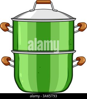 bamboo steamer pot cartoon vector illustration Stock Vector Image & Art ...