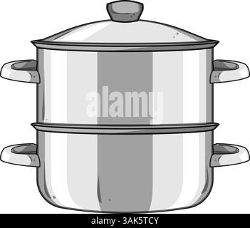 bamboo steamer pot cartoon vector illustration Stock Vector Image & Art ...