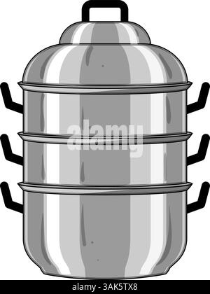 cookware steamer pot cartoon vector illustration Stock Vector Image ...