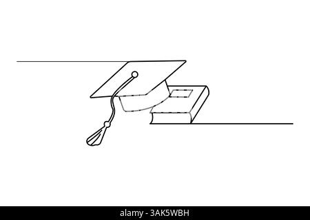 Continuous linear drawing of graduation cap. Graduation cap icon ...